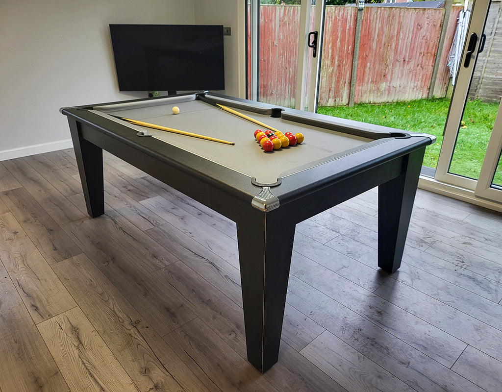 Gatley Classic Pool Dining Table - Matt Black - Slate Pool Table In 6f ...