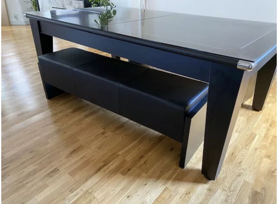 Gatley Classic Pool Dining Table - Matt Black - Slate Pool Table In 6f ...